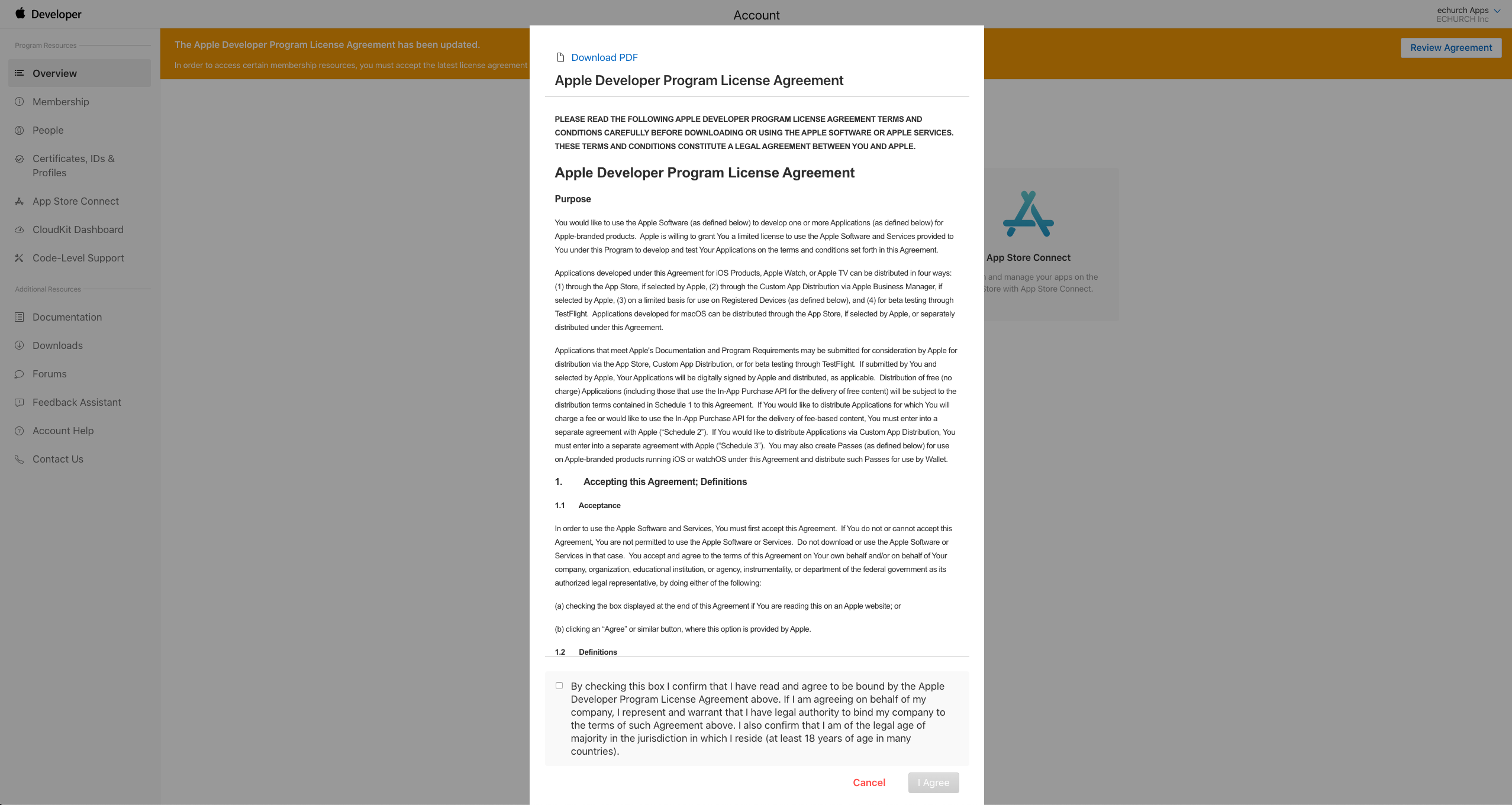 How to Accept the Apple Program License Agreement