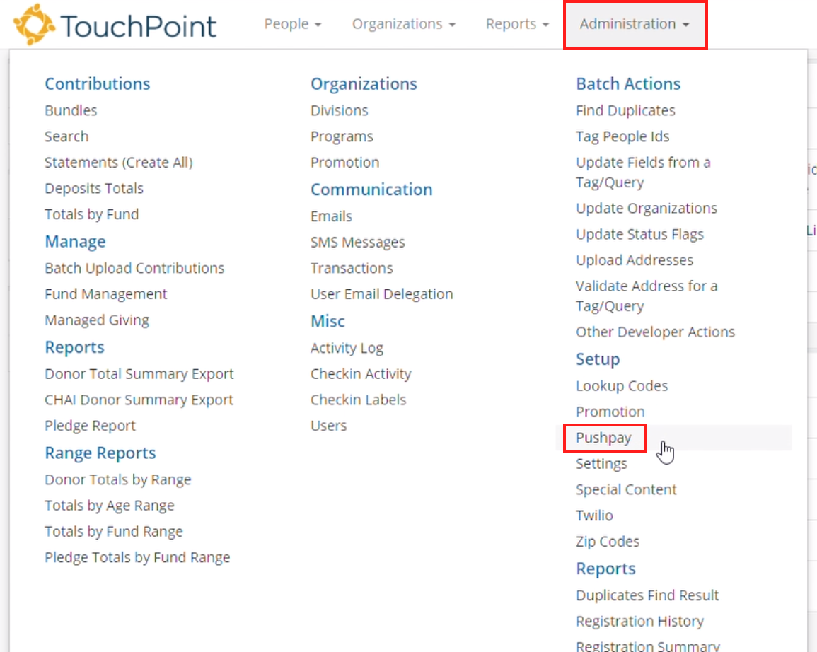 How to Set up the Integration with TouchPoint