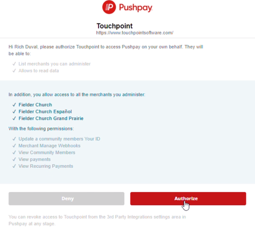 How to Set up the Integration with TouchPoint