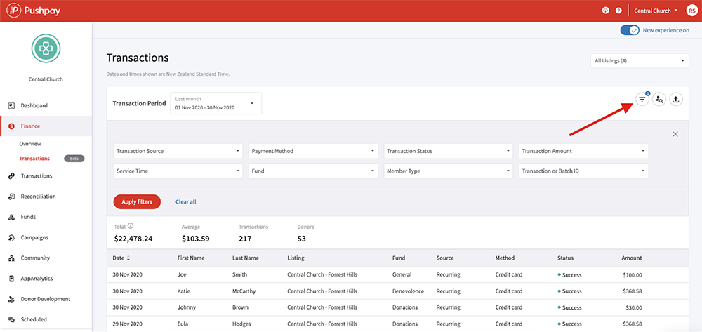How to Filter Transactions
