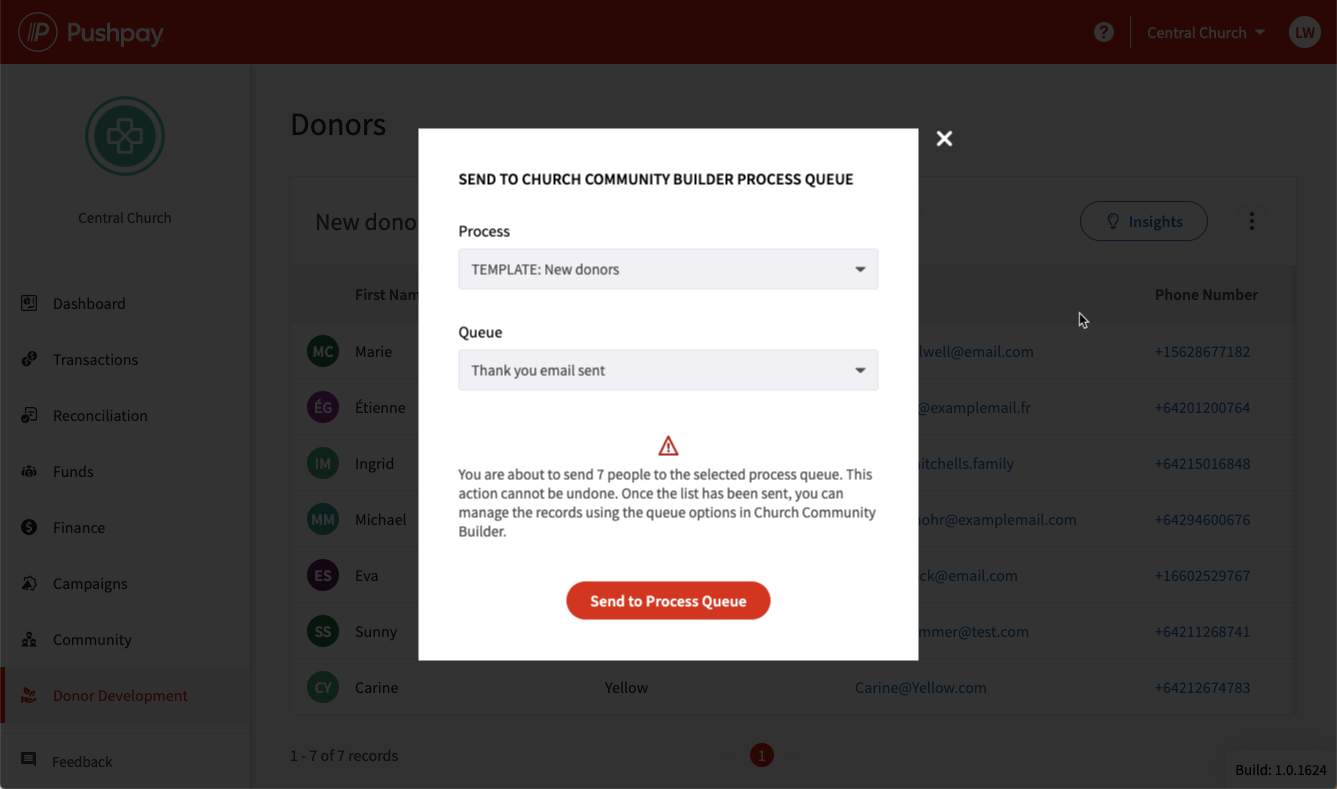 How to Send a list from Pushpay Giving to a Pushpay ChMS (previously CCB) Process Queue