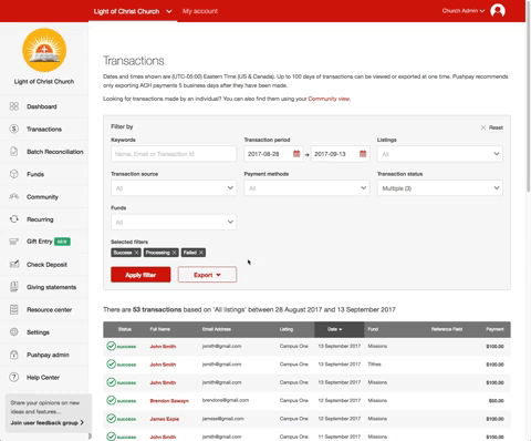 How to Export Transactions
