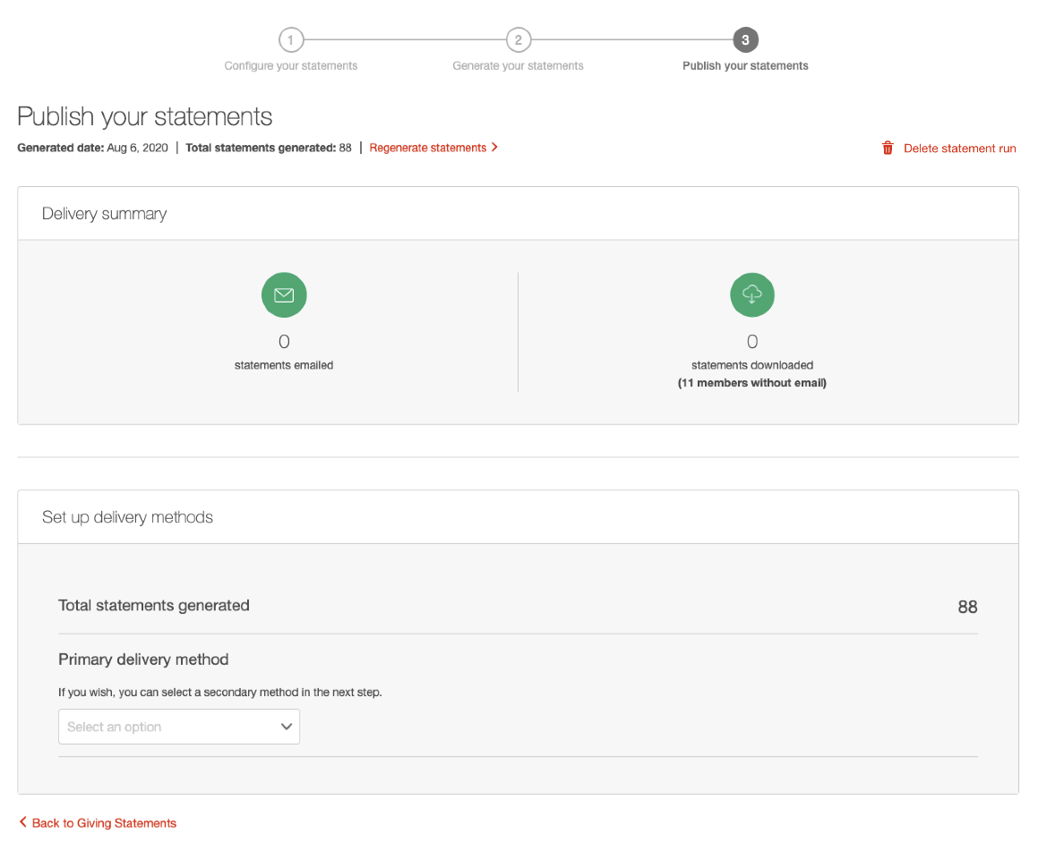 How to Send Giving Statements: Step 3 - Issue