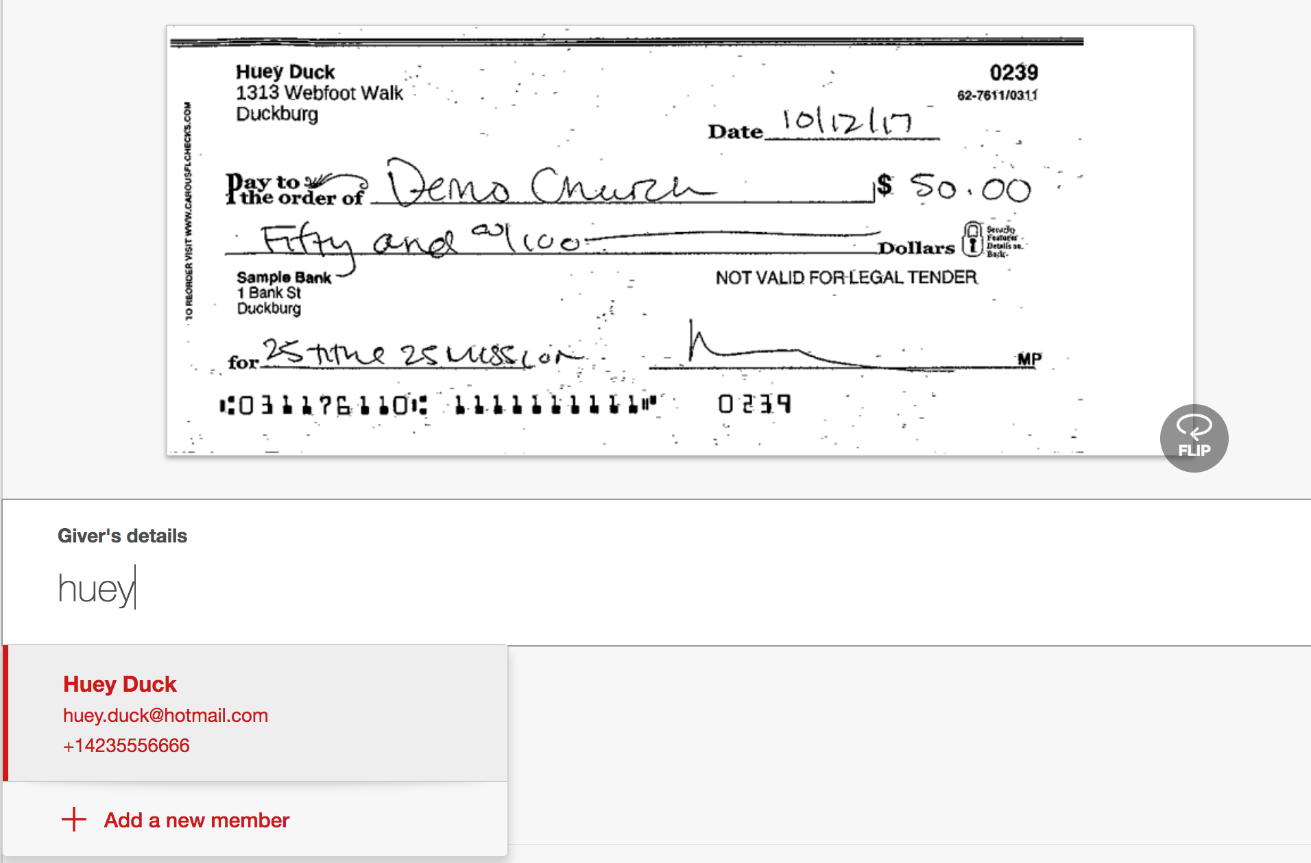 Front And Back Of Check
