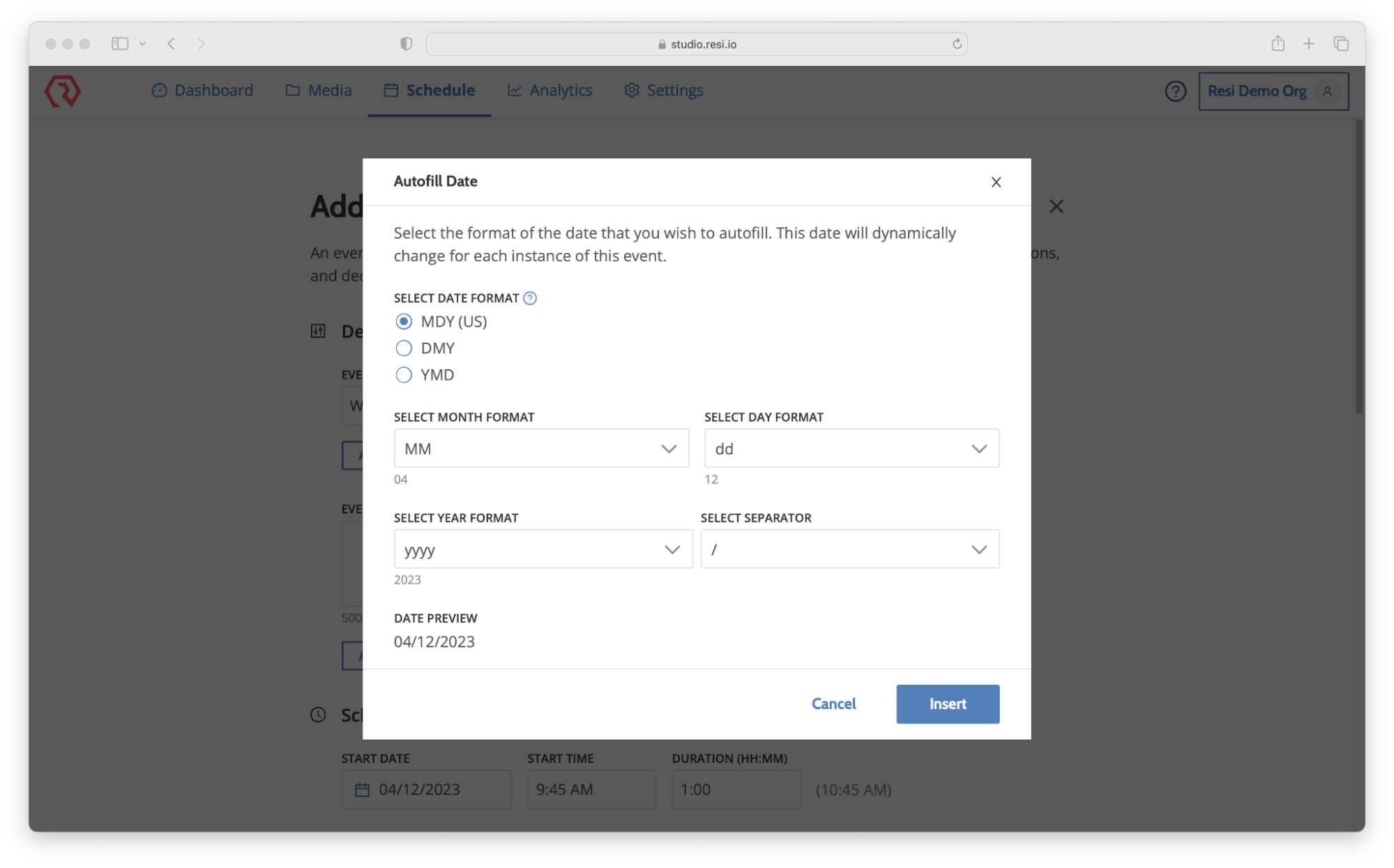 Use the Autofill Date Button