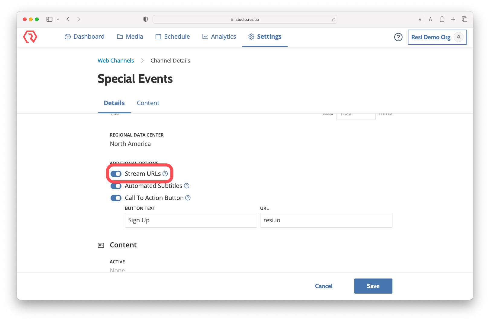 Activate Stream URLs