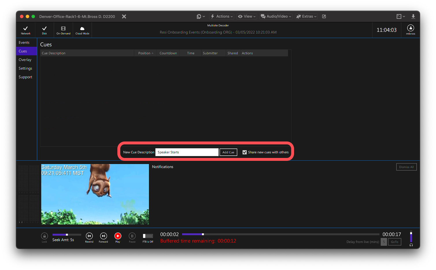Manage Events on a Decoder