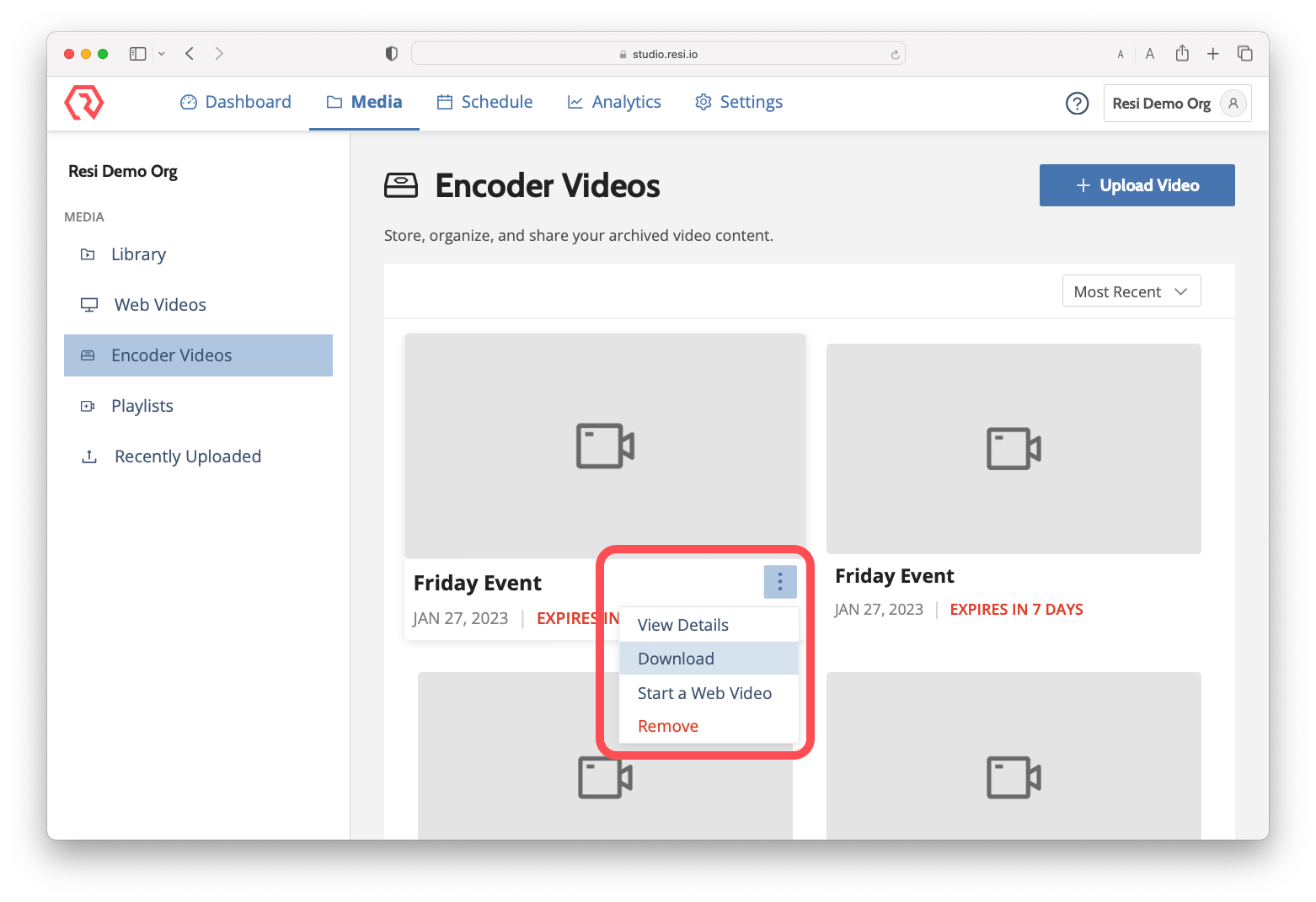 Download or Share a Video