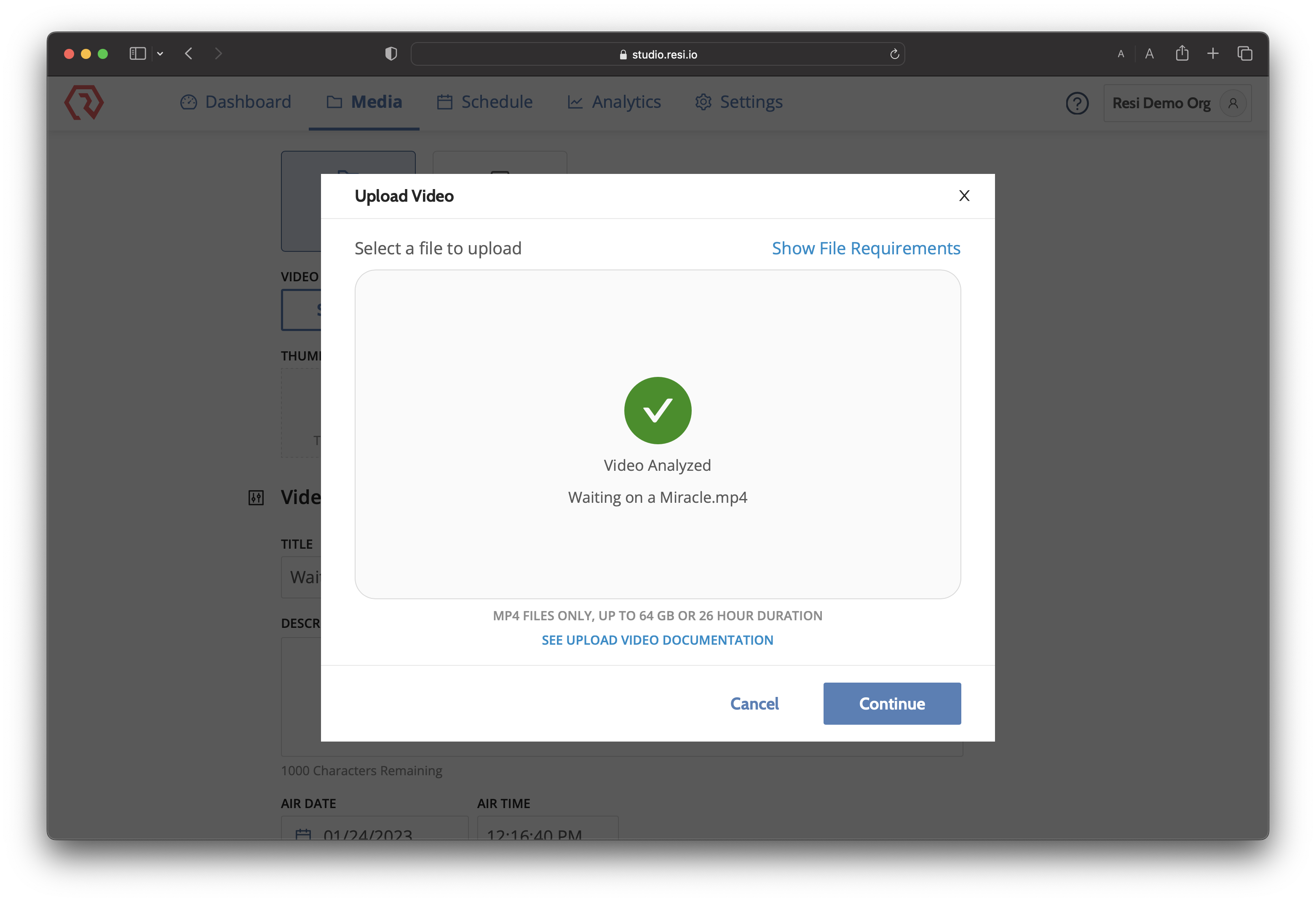 Upload a Video to Your Media