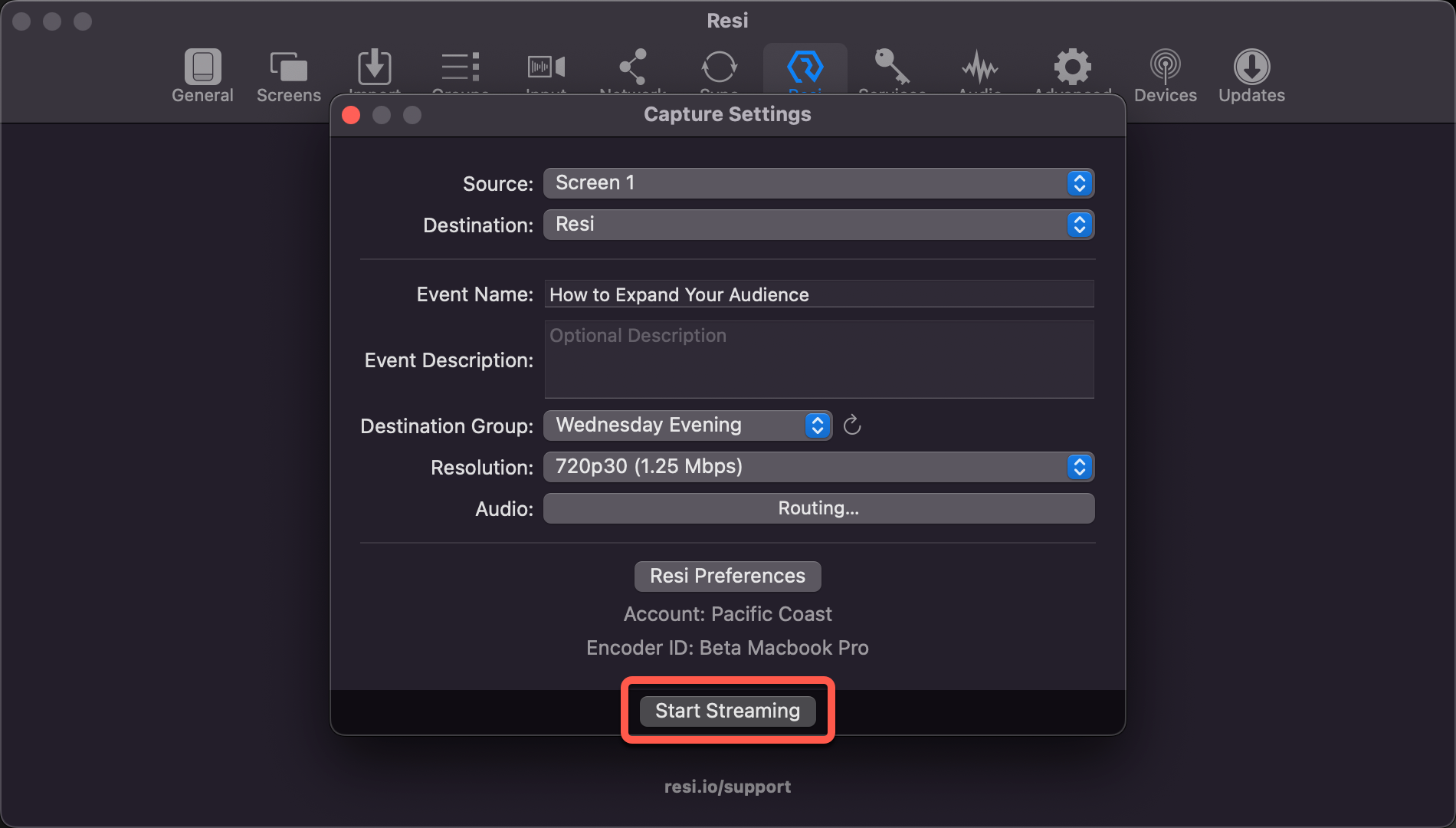 Add a Destination Group