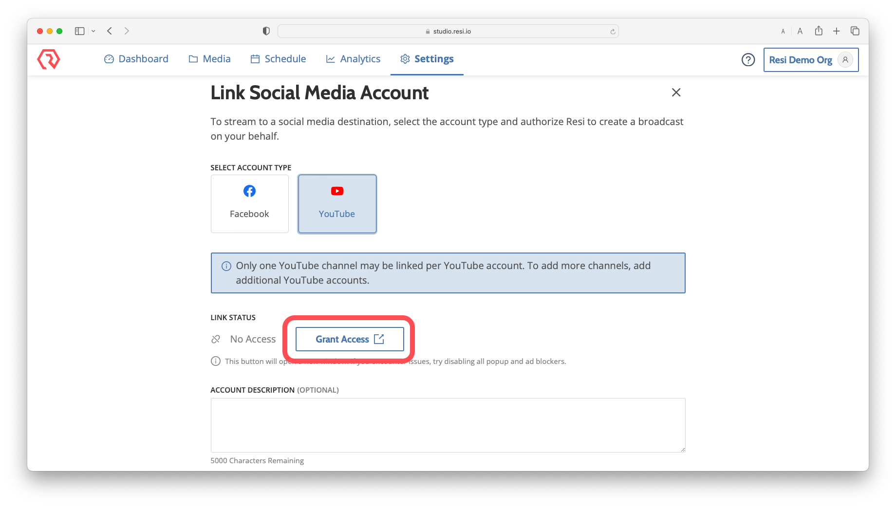 Get Started with Resi (Hardware Encoder to Web)