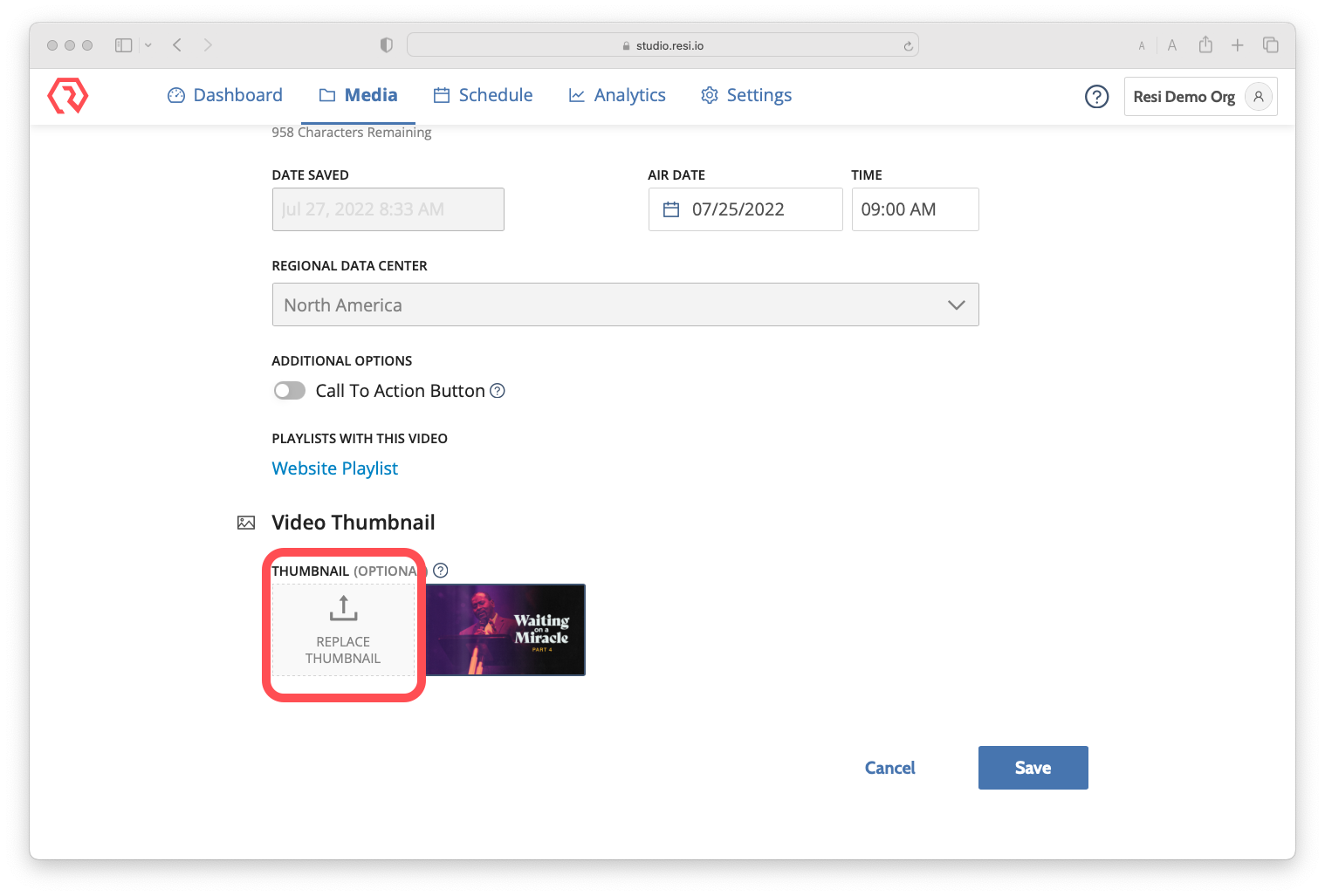 Add Thumbnails to a Broadcast