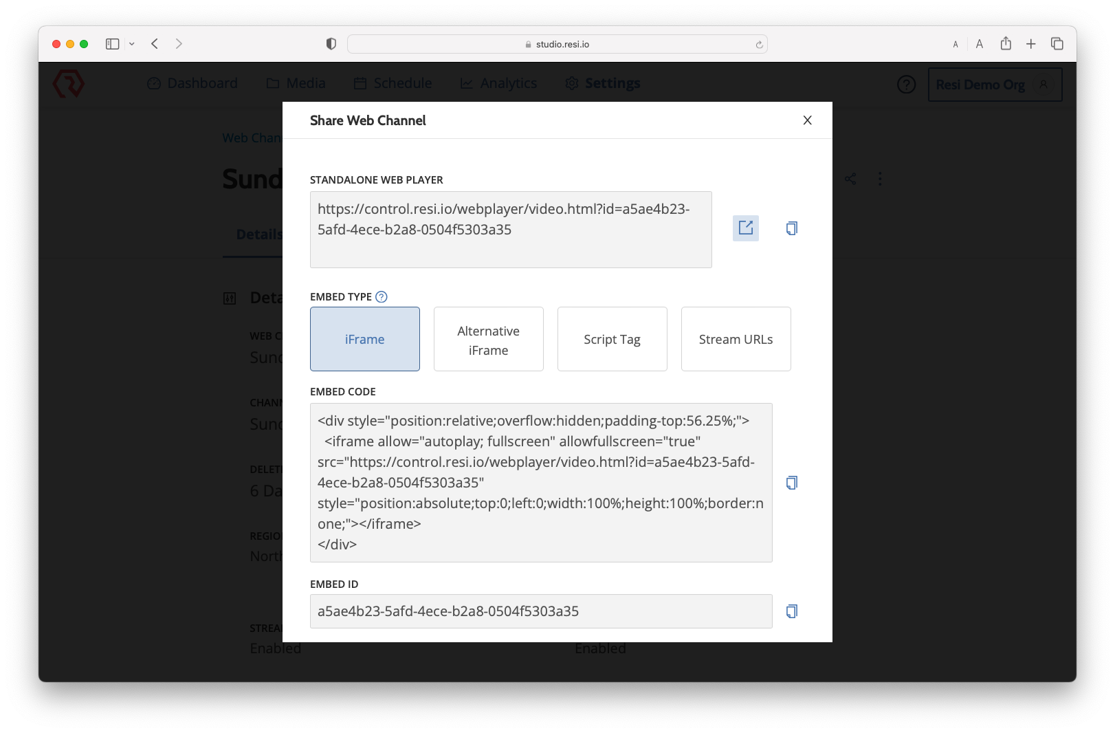 Embed Your Stream in a Website