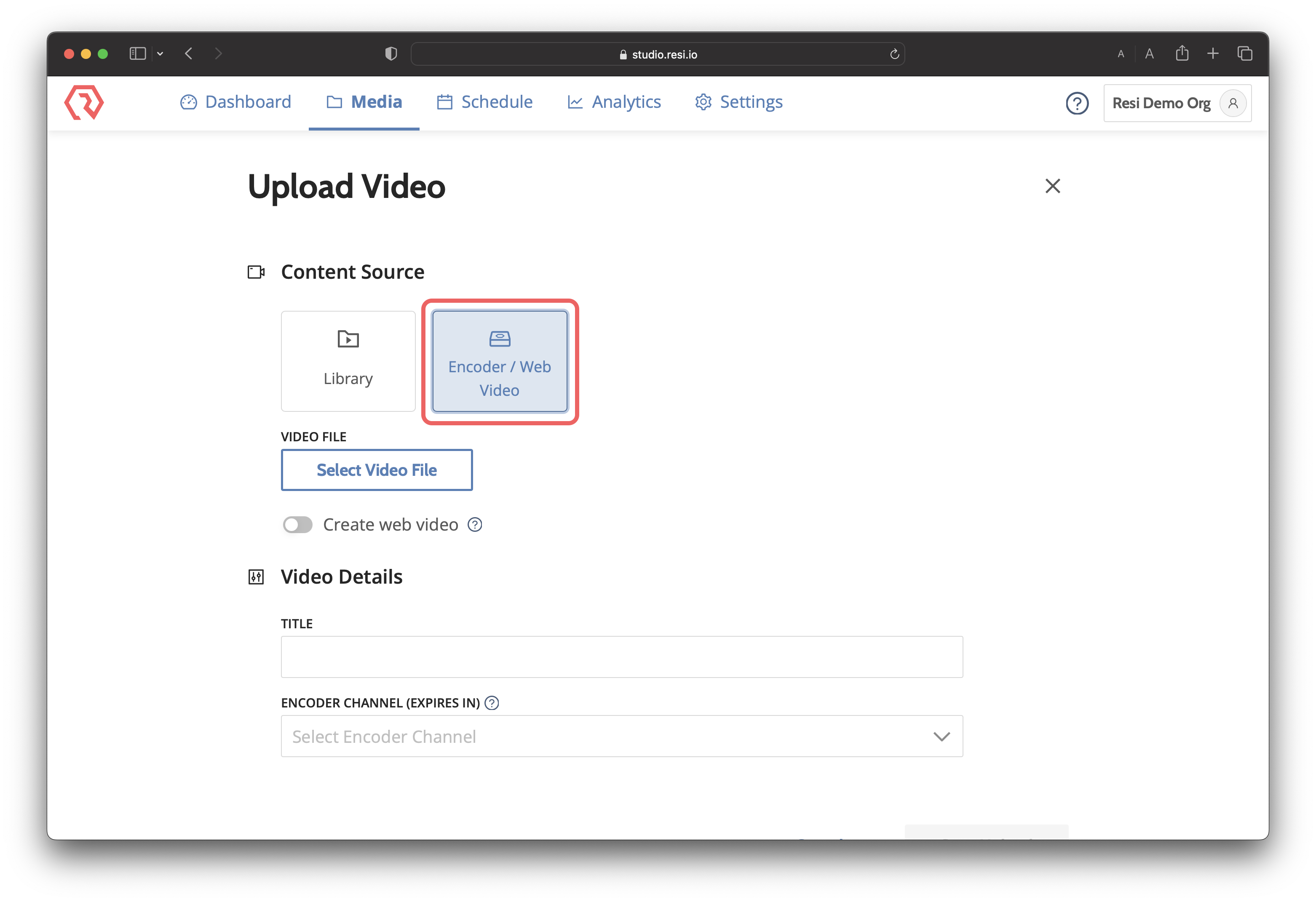 Upload a Video to Your Media