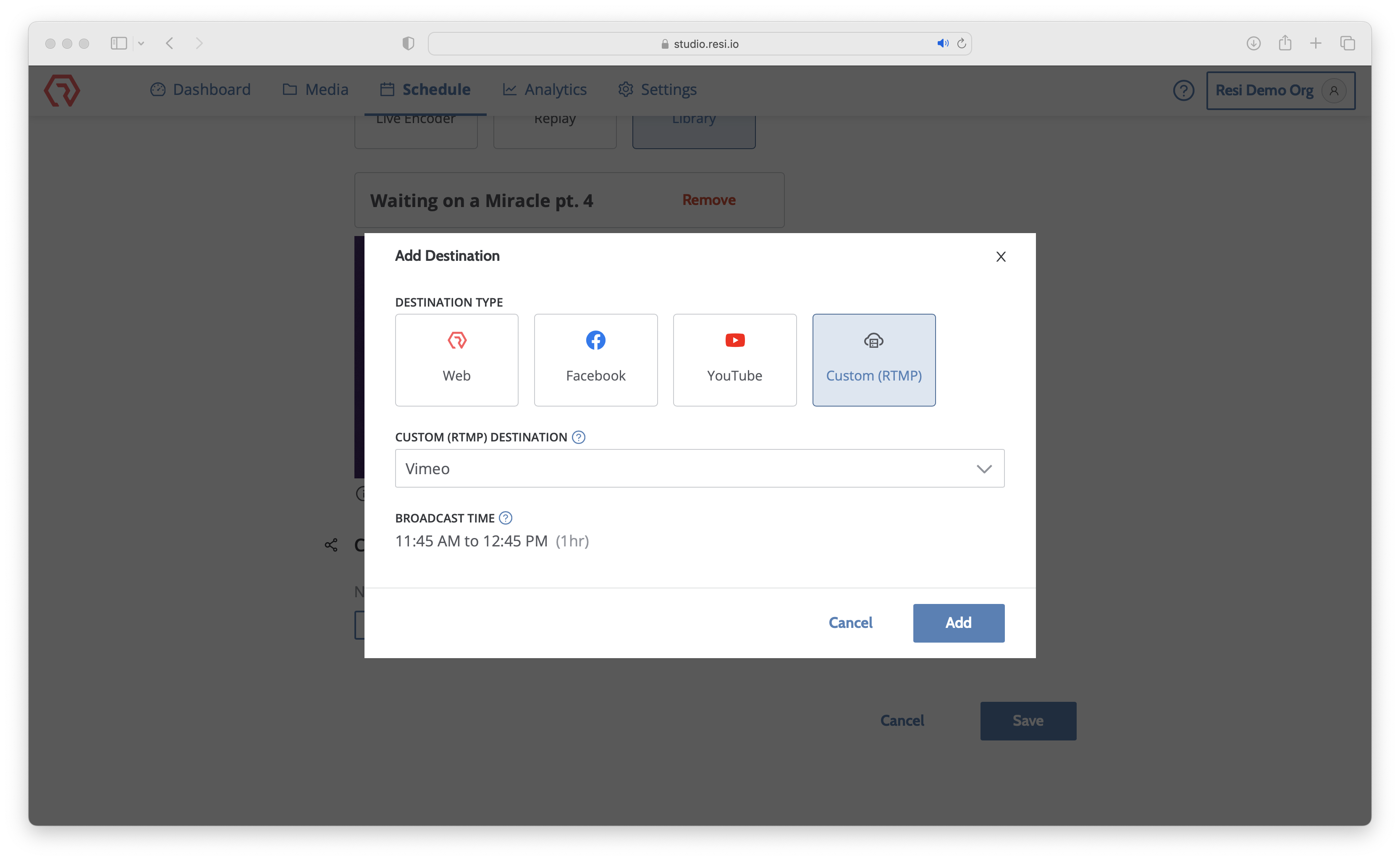 How Do I Add a Custom (RTMP) Destination to My Broadcast?